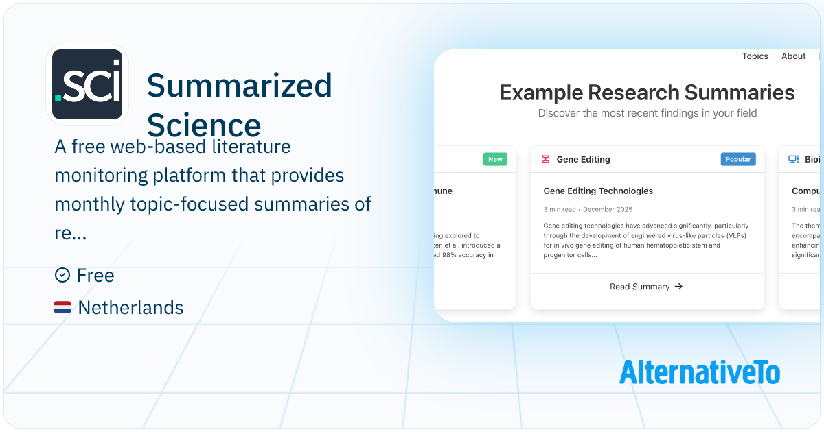 Summarized Science: Web-based platform providing monthly topic-focused ...