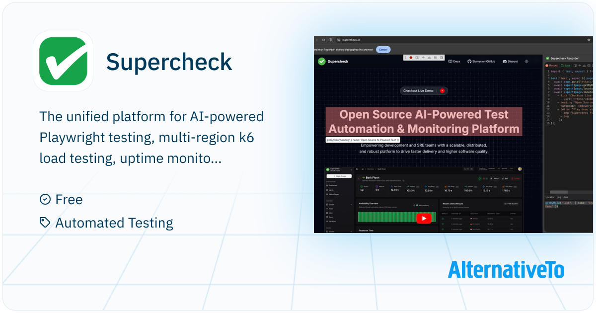 Supercheck: Open-source testing, monitoring, and reliability — as code ...