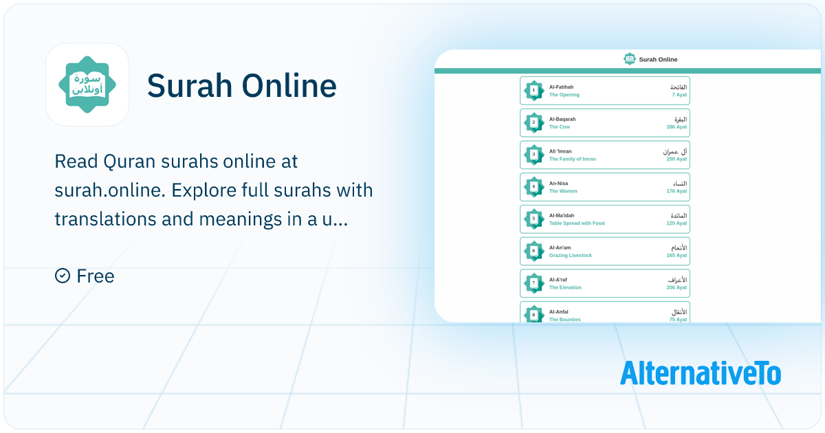 Surah Online: Read Quran surahs online at surah.online. | AlternativeTo