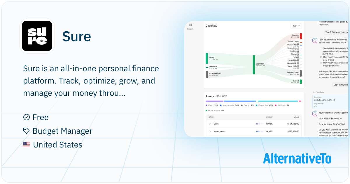 Sure: Open-source finance dashboard for accounts, budgets, and security ...