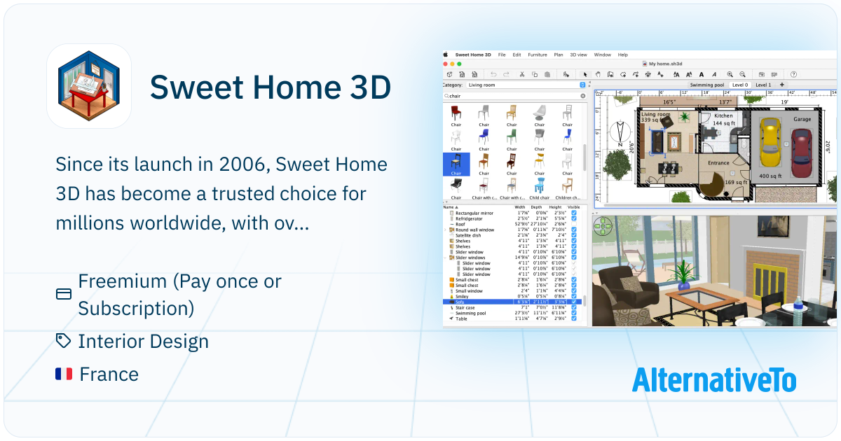 Sweet Home 3D: Free 3D interior design tool with furniture arrangement ...