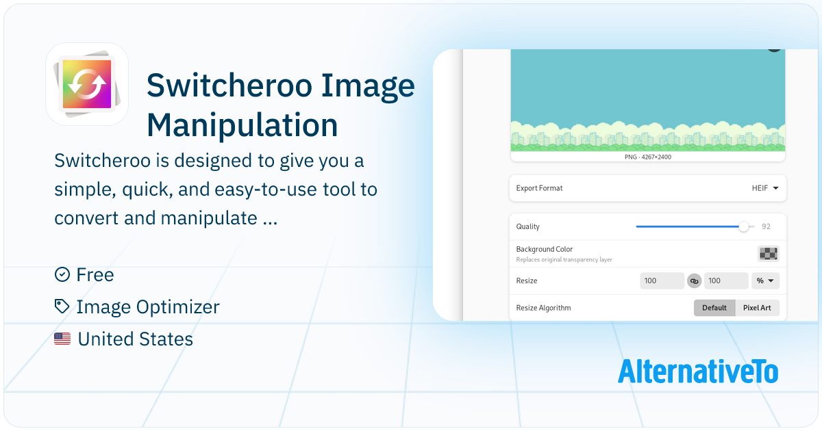 Switcheroo Image Manipulation: Convert between different image file ...