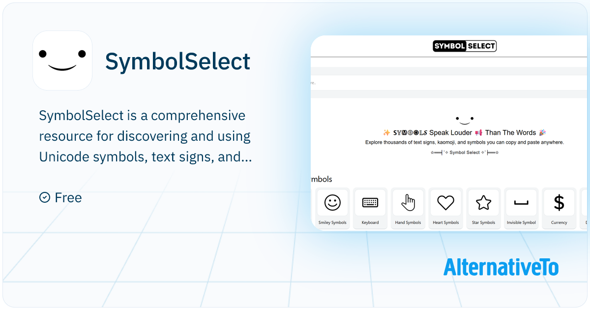 SymbolSelect: Free online tool for finding, copying, and using Unicode ...