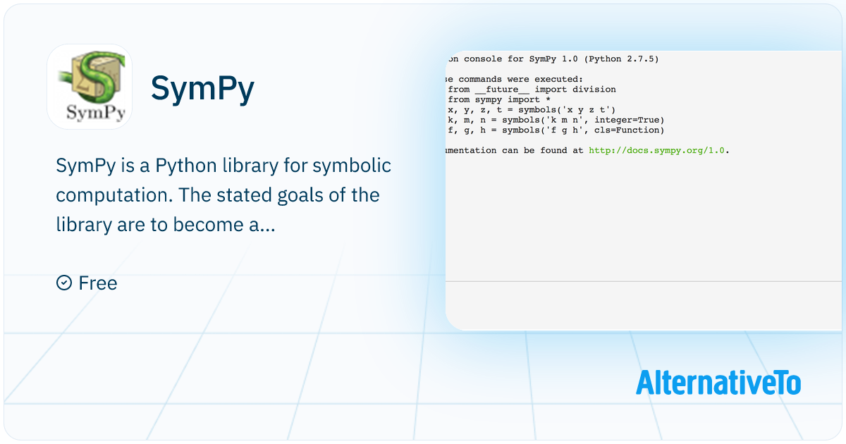 SymPy: Python library for symbolic | AlternativeTo