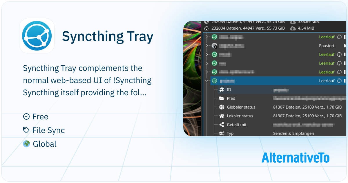 Syncthing Tray: A syncthing fork for Windows and Linux which which ...