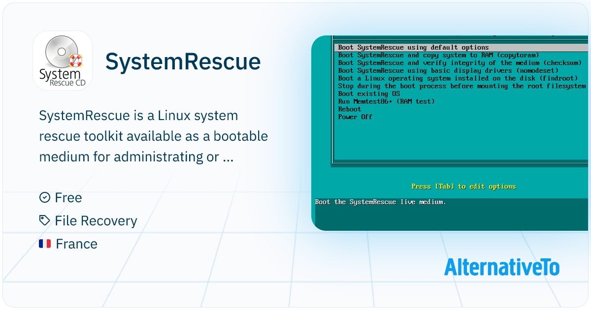 SystemRescue: Linux system rescue toolkit available as a bootable ...