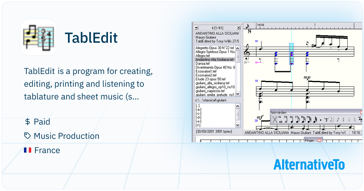 TablEdit: Program for creating, editing | AlternativeTo