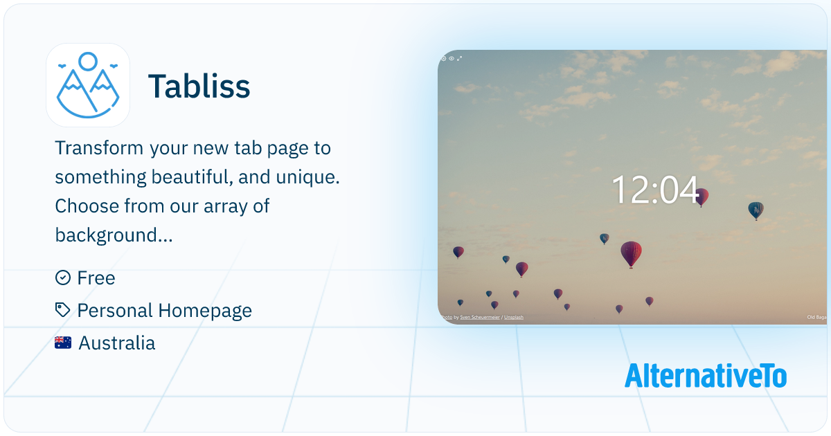 Tabliss: A beautiful new tab page with many customisable backgrounds ...