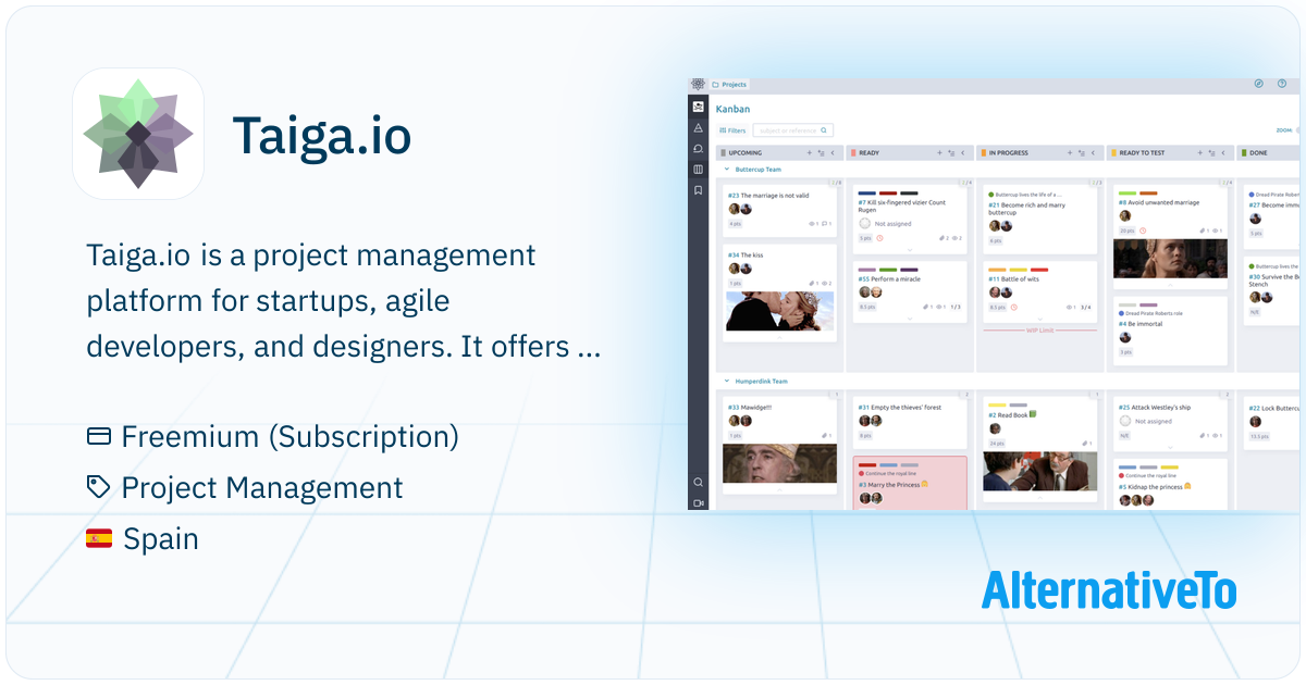 Taiga.io: Agile platform for Kanban, Scrum, time tracking, and team ...