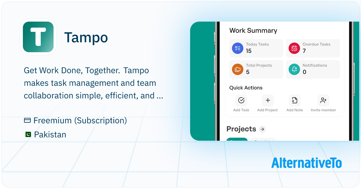 Tampo: Create multiple projects and invite team members. | AlternativeTo