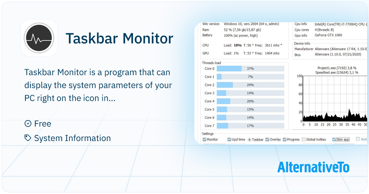 Taskbar Monitor: - monitor computer parameters in the taskbar icon ...