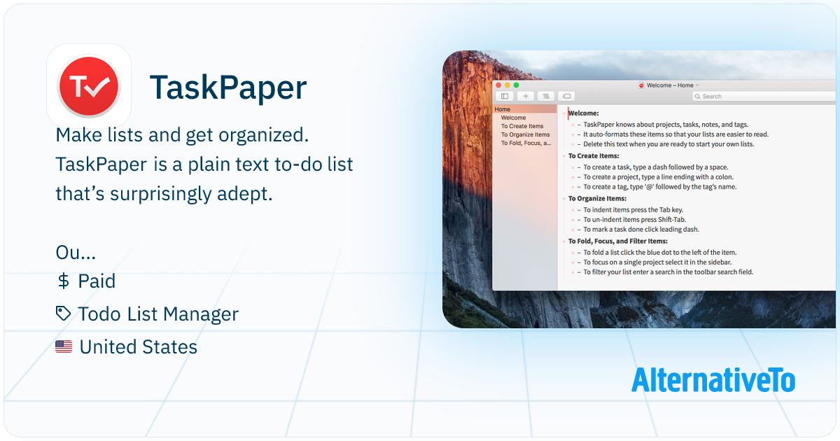 TaskPaper: Plain text todo lists for Mac | AlternativeTo
