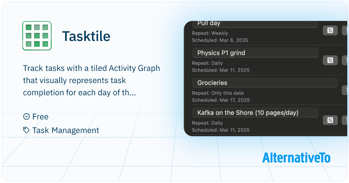 Tasktile: MacOS native task tracker working from menubar | AlternativeTo