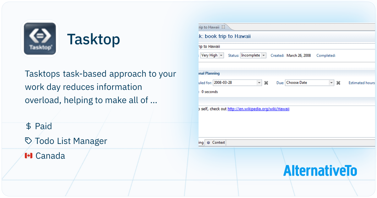 Tasktop: S task-based approach to your work day | AlternativeTo