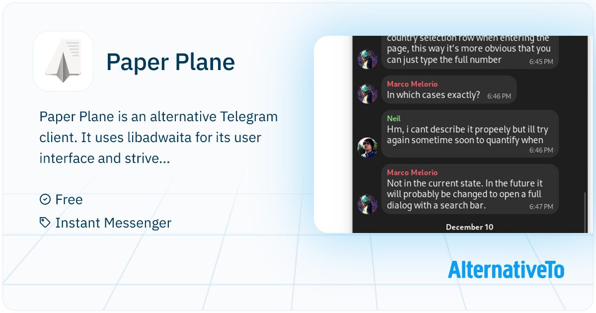 Paper Plane: A Telegram client for GNOME | AlternativeTo