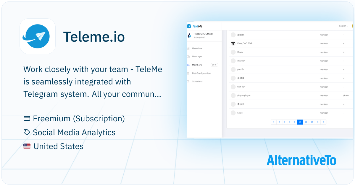 Teleme.io: "The easiest way to manage telegram groups. | AlternativeTo