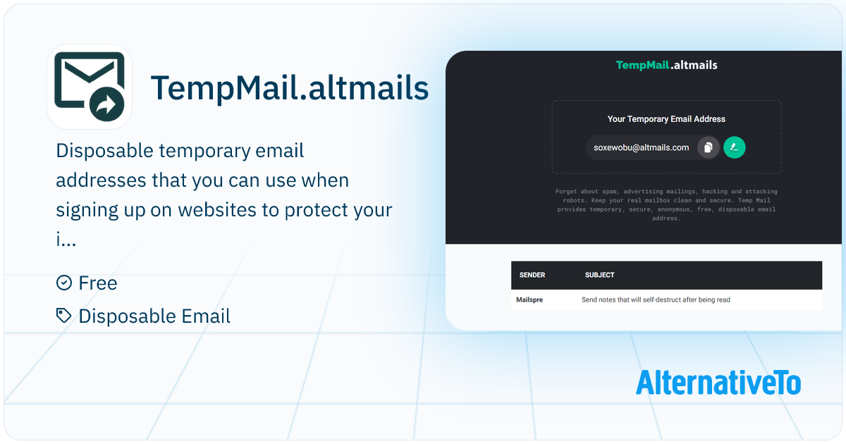 TempMail.altmails: Disposable temporary email addresses that you can ...