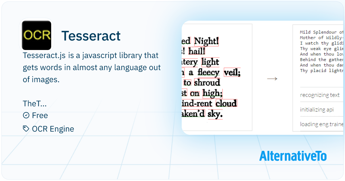 Tesseract: Pure JavaScript OCR library | AlternativeTo