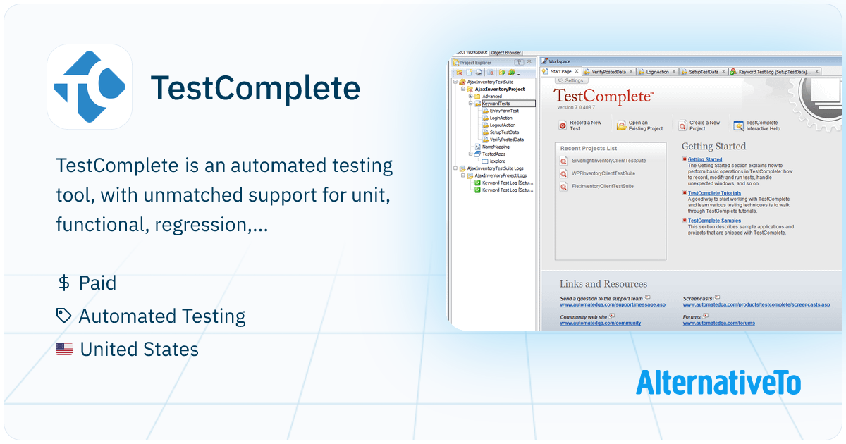 TestComplete: Automated testing tool, with | AlternativeTo