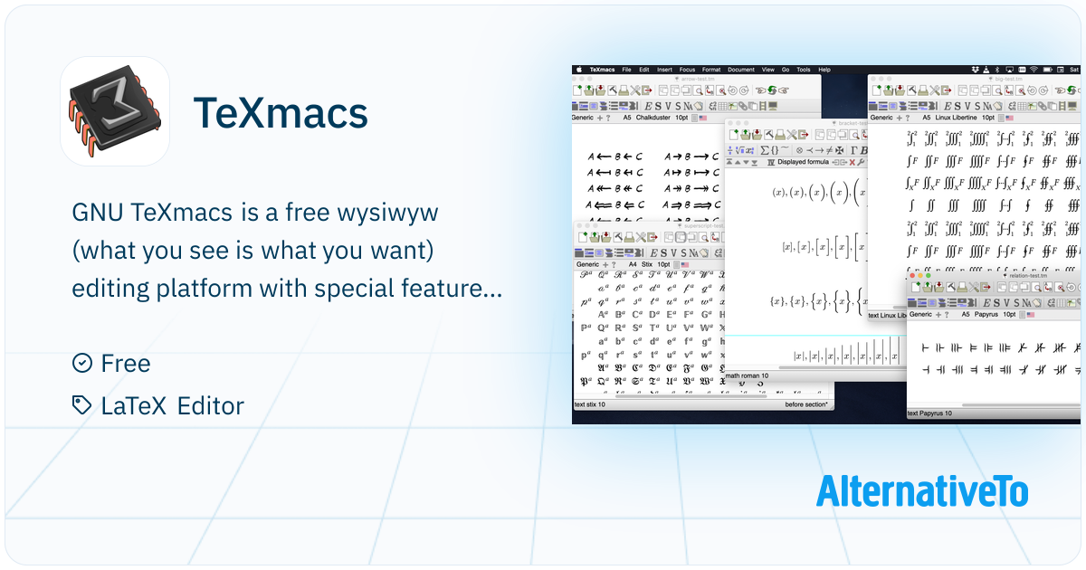 TeXmacs: GNU TeXmacs is a free scientific editing platform designed to ...