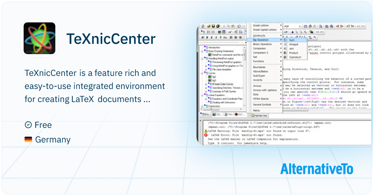 TeXnicCenter: Feature rich and easy-to-use | AlternativeTo