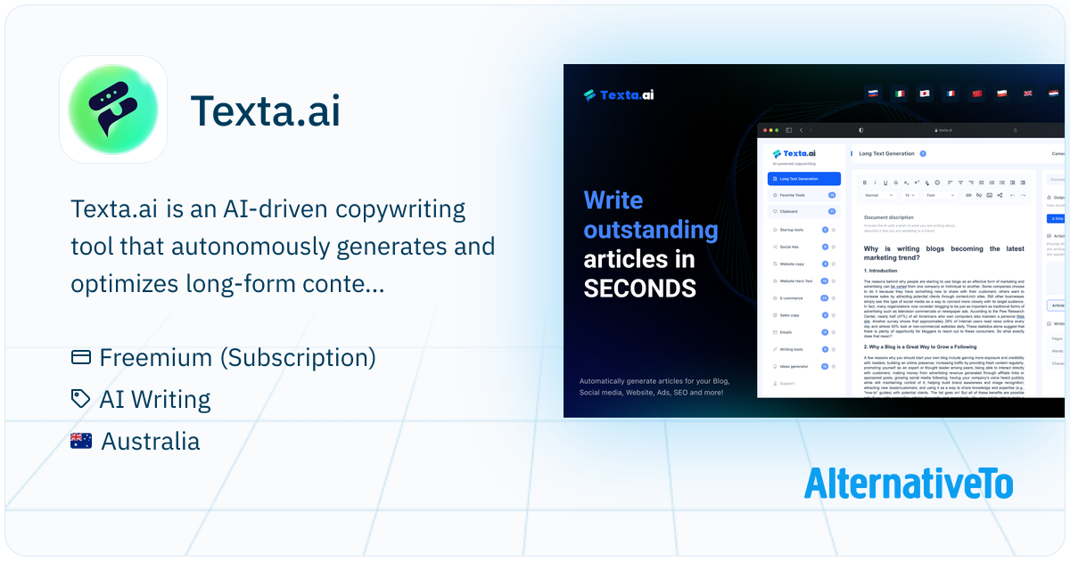 Texta.ai: AI-driven tool for SEO-optimized content | AlternativeTo