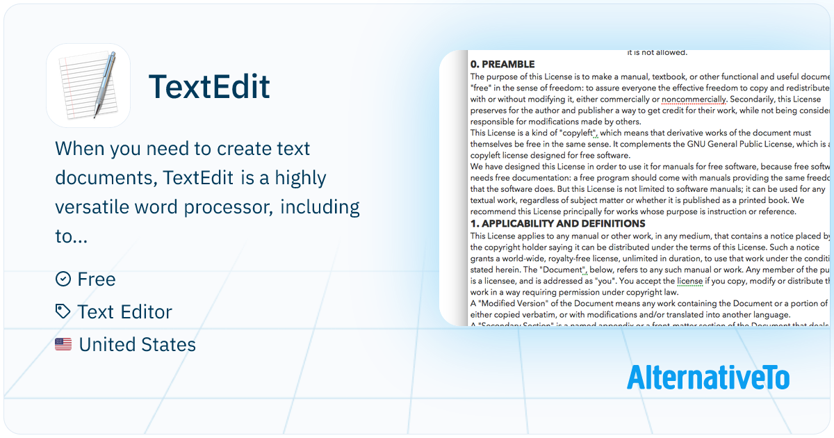 TextEdit: When you need to create text documents, TextEdit | AlternativeTo