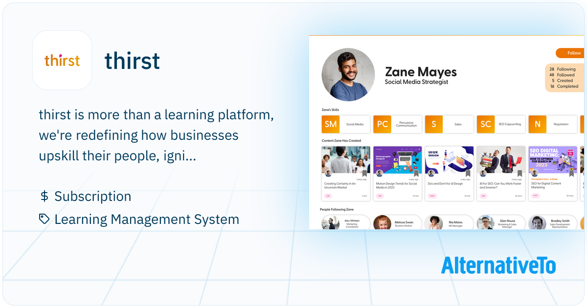 thirst: Game-Changing Learning and Upskill Platform | AlternativeTo