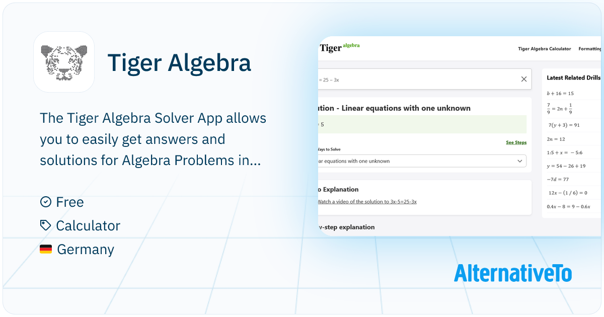 Tiger Algebra: Helps you get through your math homework with step-by ...