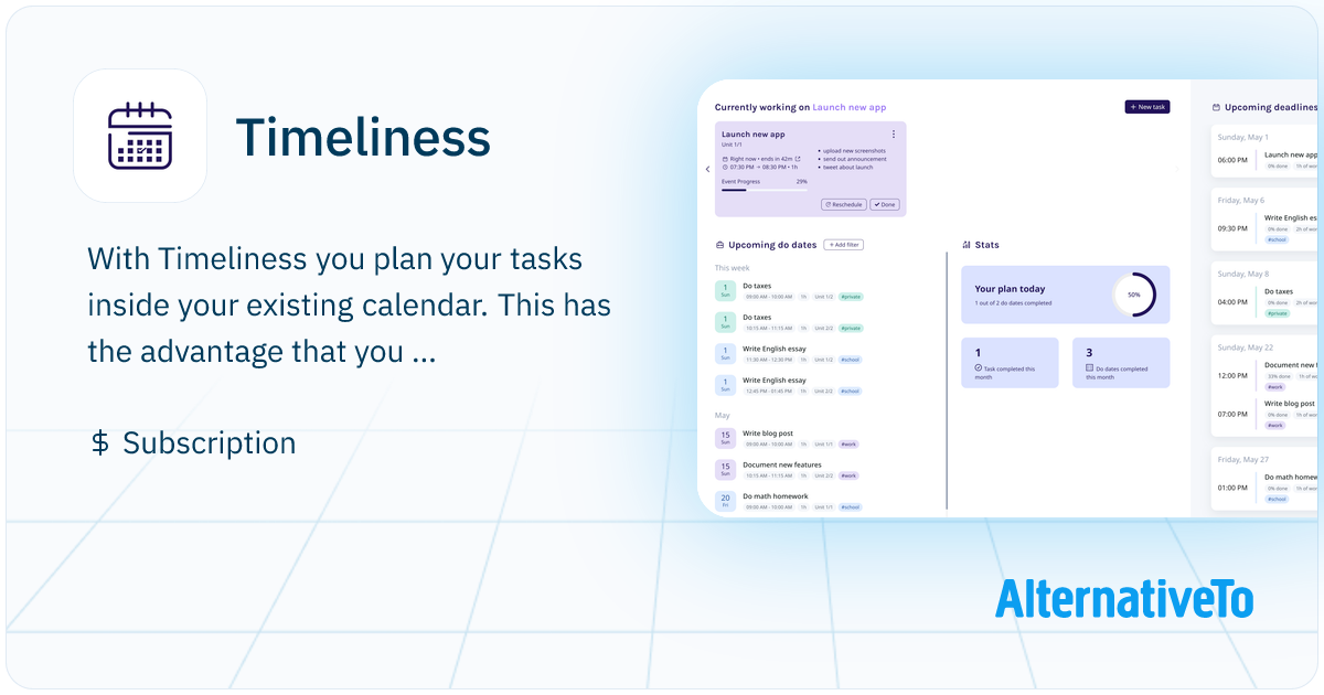 Timeliness: With Timeliness you plan your tasks inside your | AlternativeTo