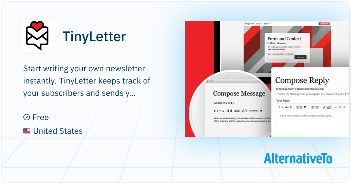 TinyLetter: Email for people with something to say | AlternativeTo