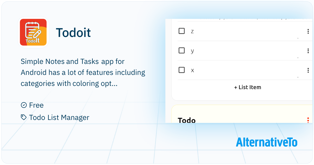 Todoit: Simple Notes and Tasks app for Android has a lot | AlternativeTo