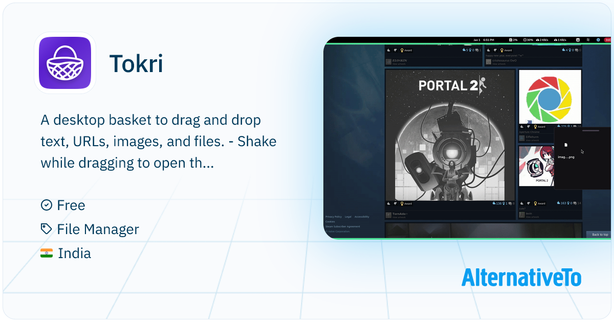 Tokri: Drag and drop desktop basket for files, text, images, URLs ...