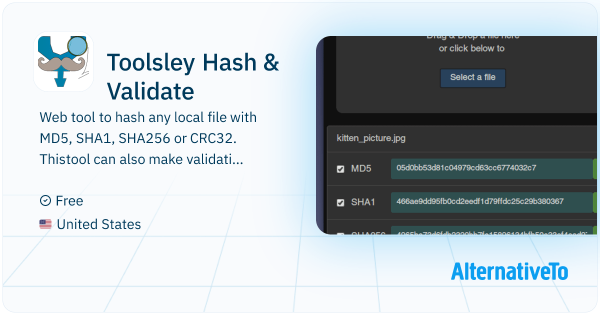 Toolsley Hash & Validate: Web tool to hash any local file with MD5 ...