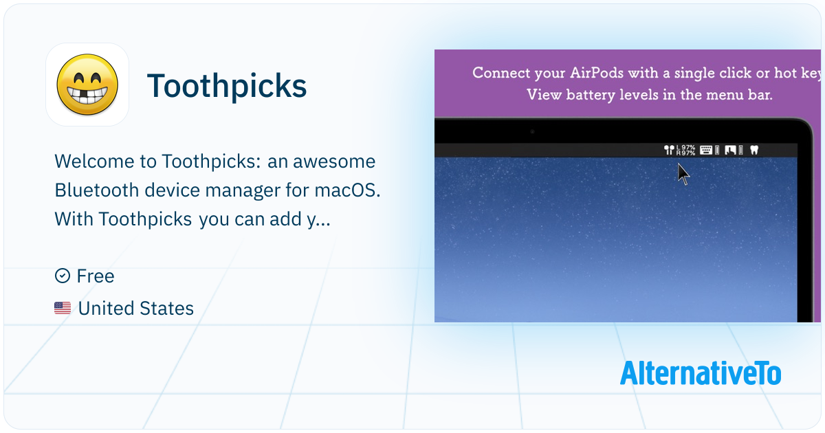 Toothpicks: Fangtastic Bluetooth manager for macOS | AlternativeTo