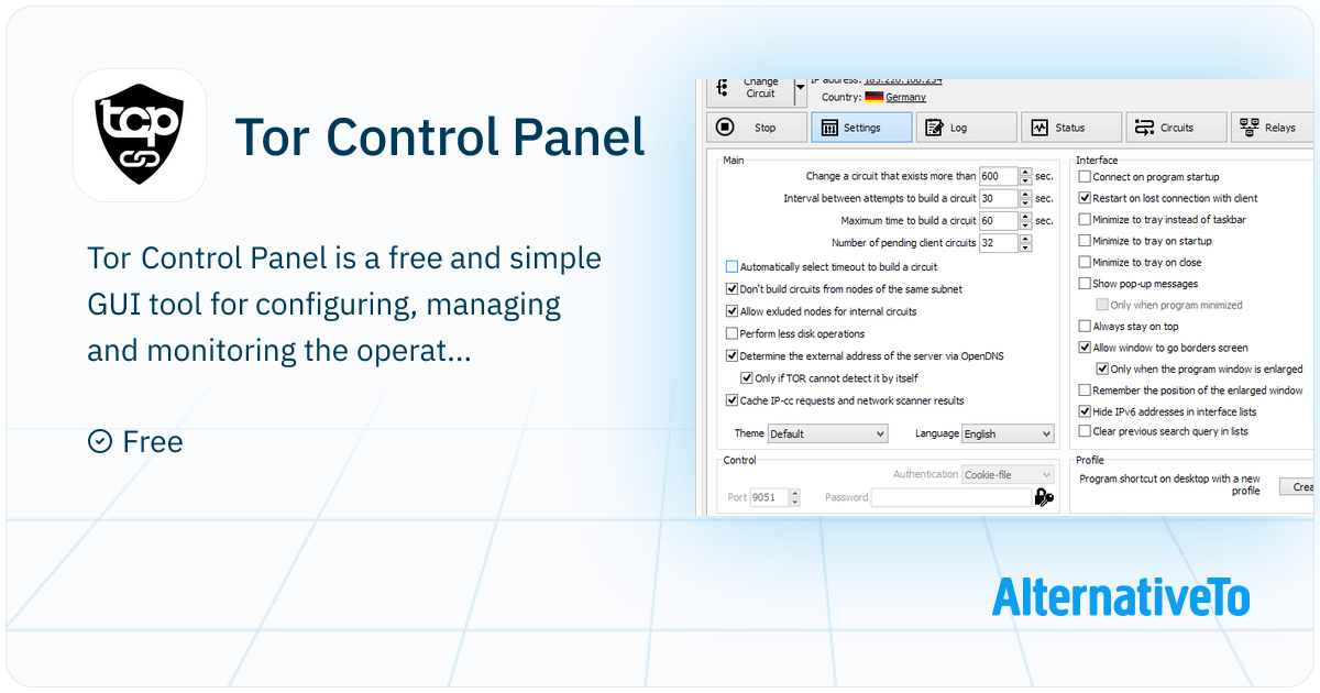 Tor Control Panel: Free and simple GUI tool | AlternativeTo