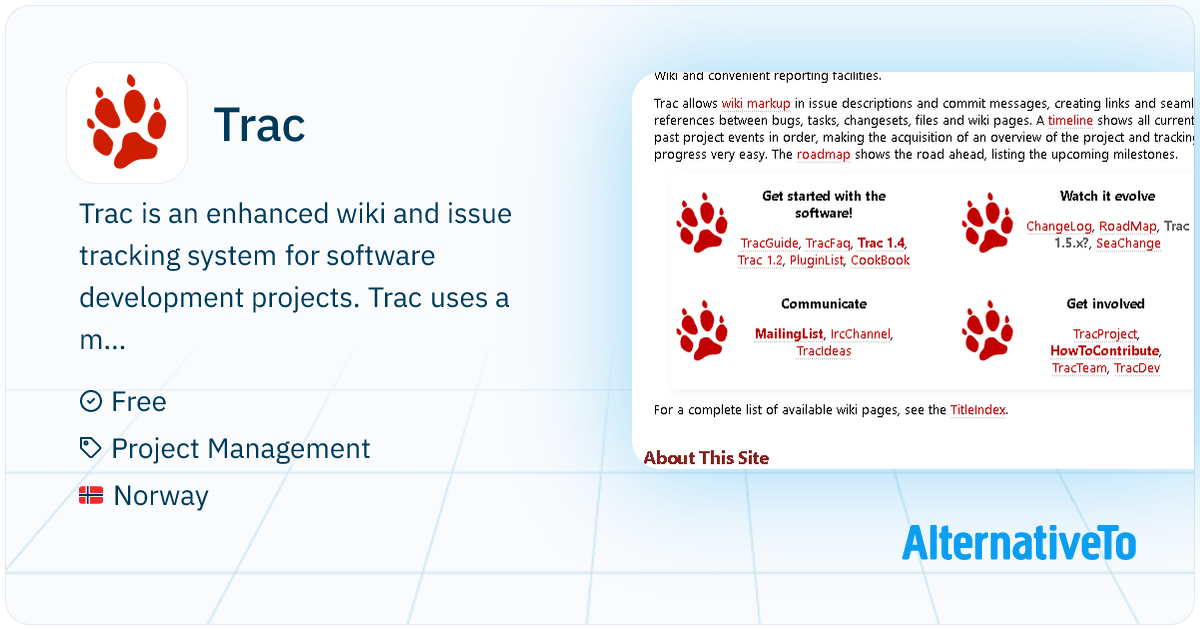 Trac: Enhanced wiki and issue tracking | AlternativeTo