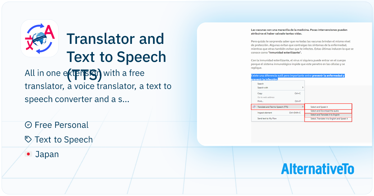 Translator and Text to Speech (TTS): Select any word or text in over ...