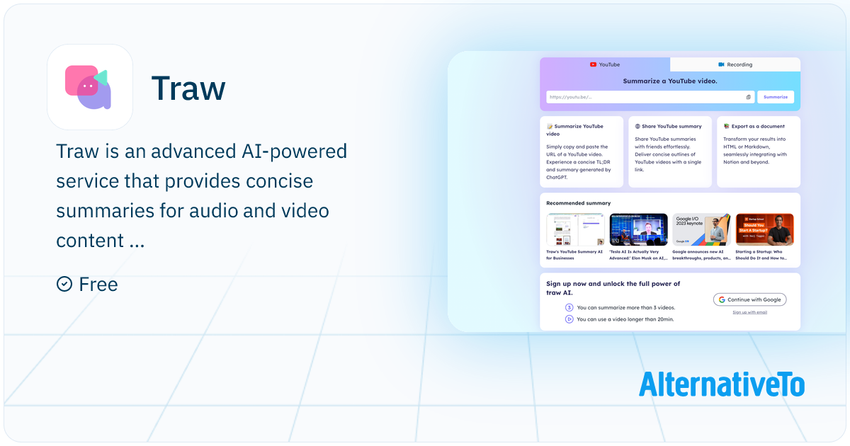 Traw: - The Ultimate AI-powered Audio and Video Summarization Service ...