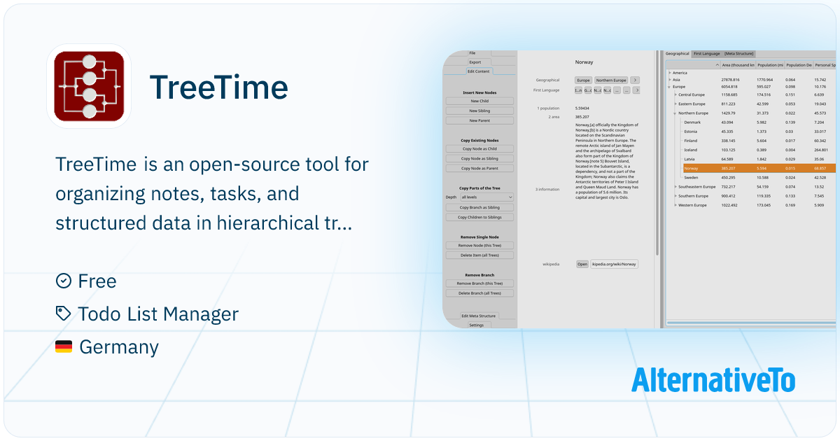 TreeTime: Information organizer that stores text, numbers, and other ...