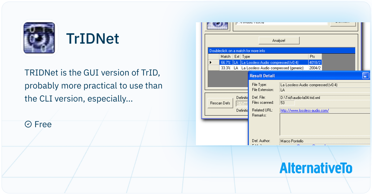 TrIDNet: TRIDNet is the GUI version of TrID, probably more | AlternativeTo