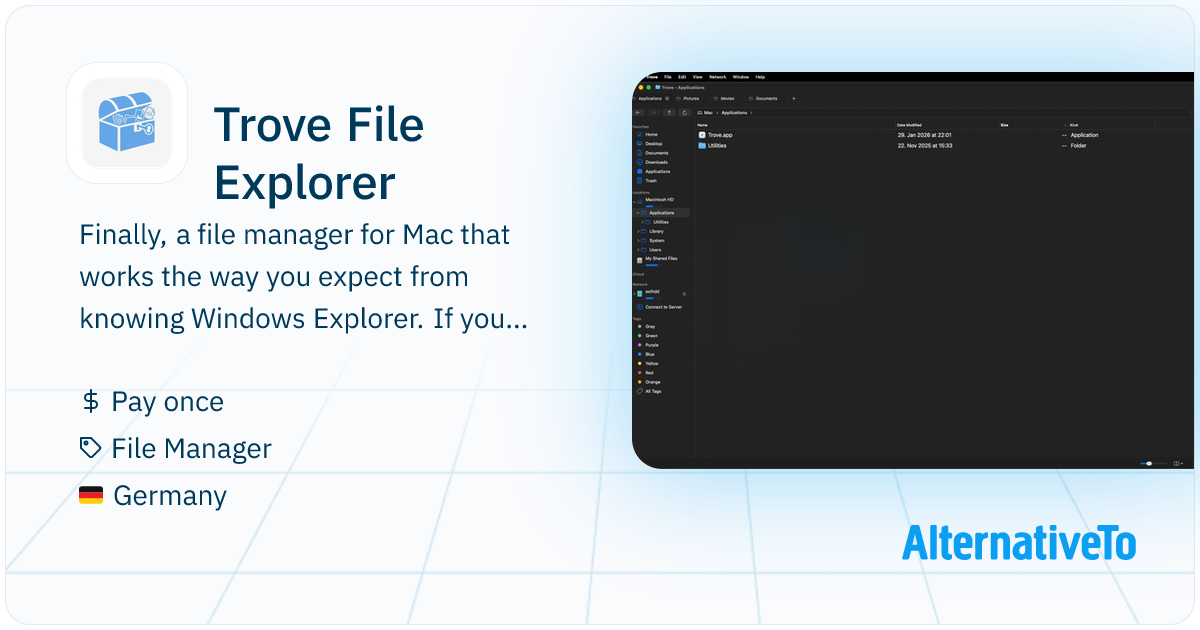 Trove File Explorer: Fast macOS file manager with cut/paste, tabs, deep ...