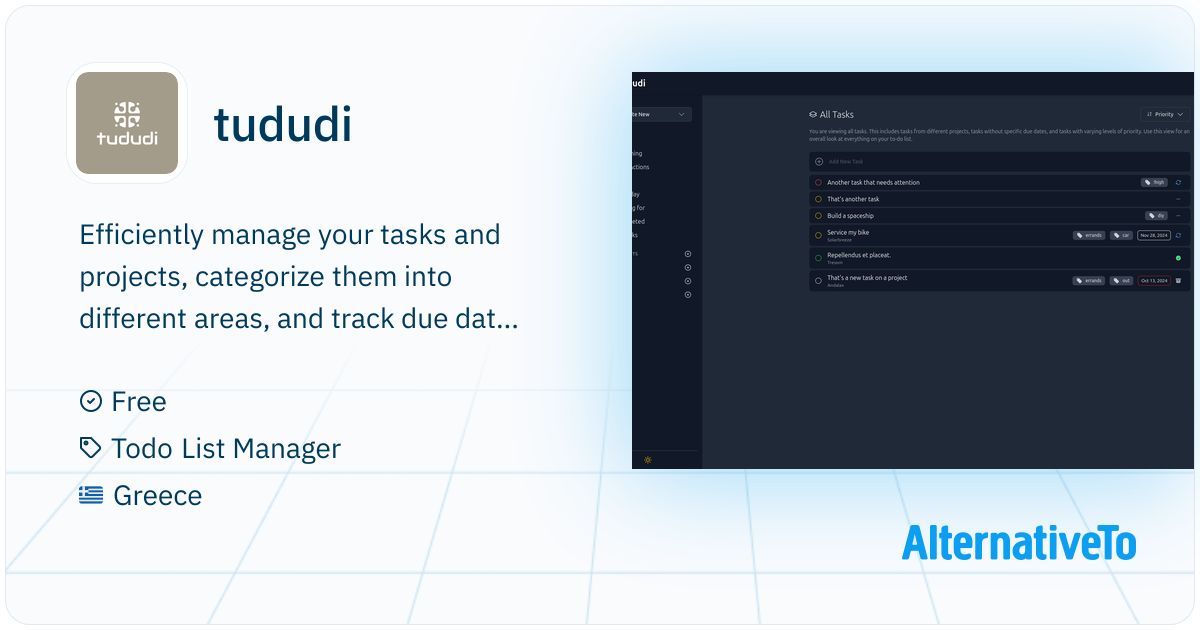 tududi: Productivity made simple | AlternativeTo