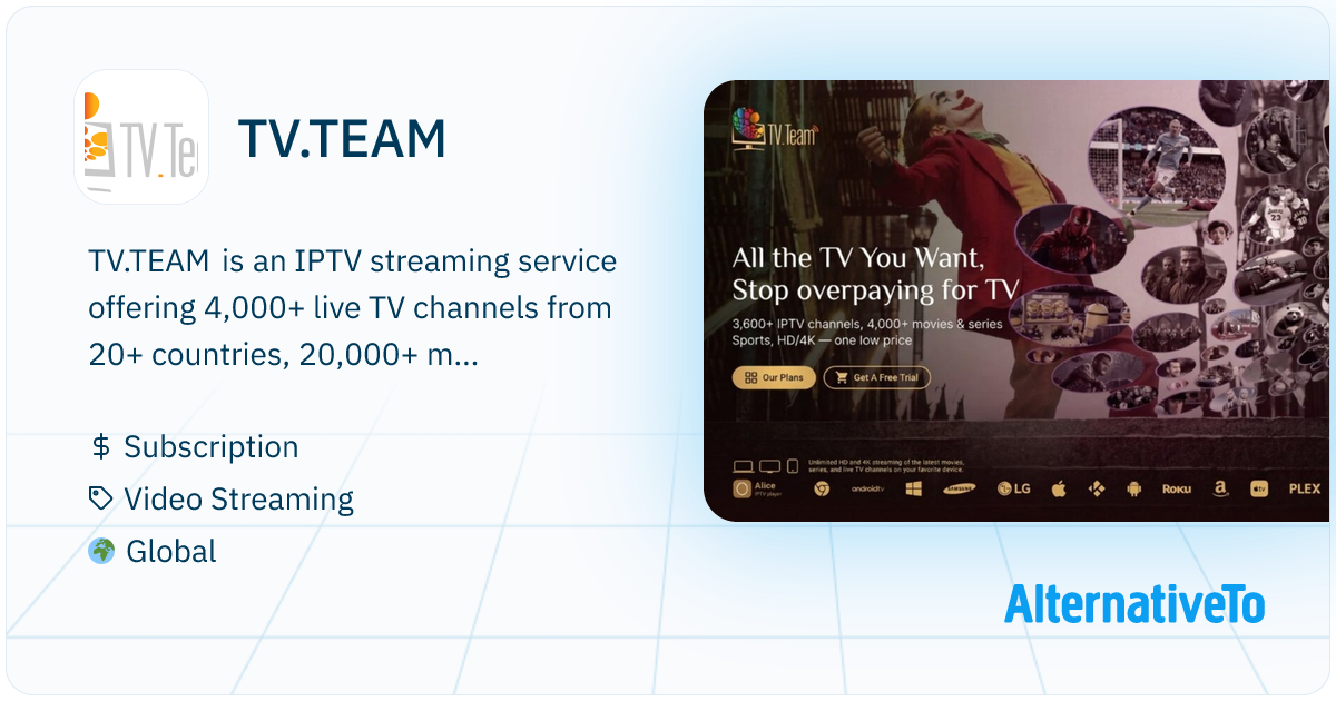 TV.TEAM: IPTV service with 4,000+ live TV channels, 20,000+ movies and ...