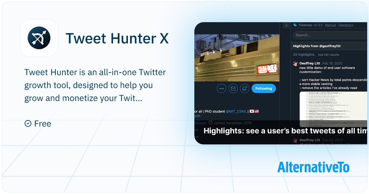 Tweet Hunter X: Get more insight from Twitter | AlternativeTo