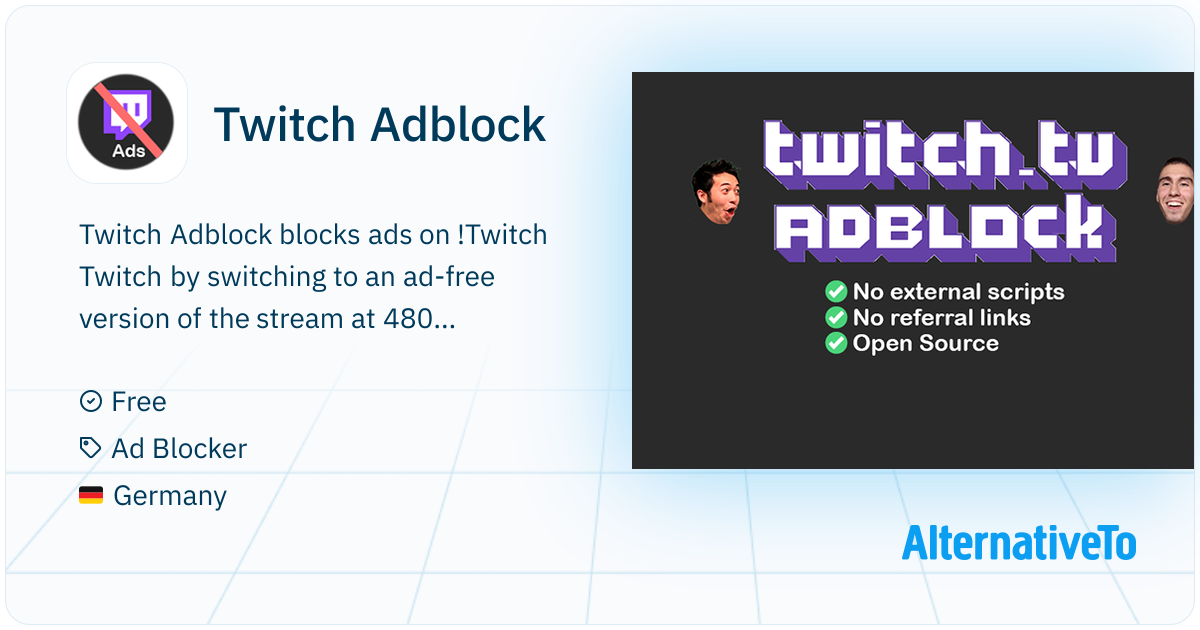 Twitch Adblock: Blocks Ads on Twitch.tv | AlternativeTo