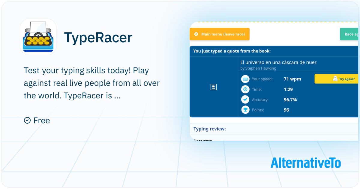 TypeRacer: The award-winning online typing competition, TypeRacer ...