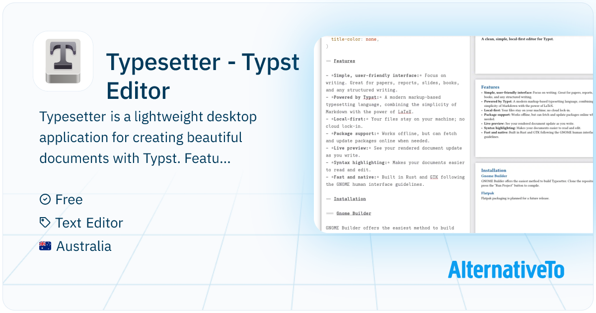 Typesetter - Typst Editor: Typesetter is a lightweight desktop ...