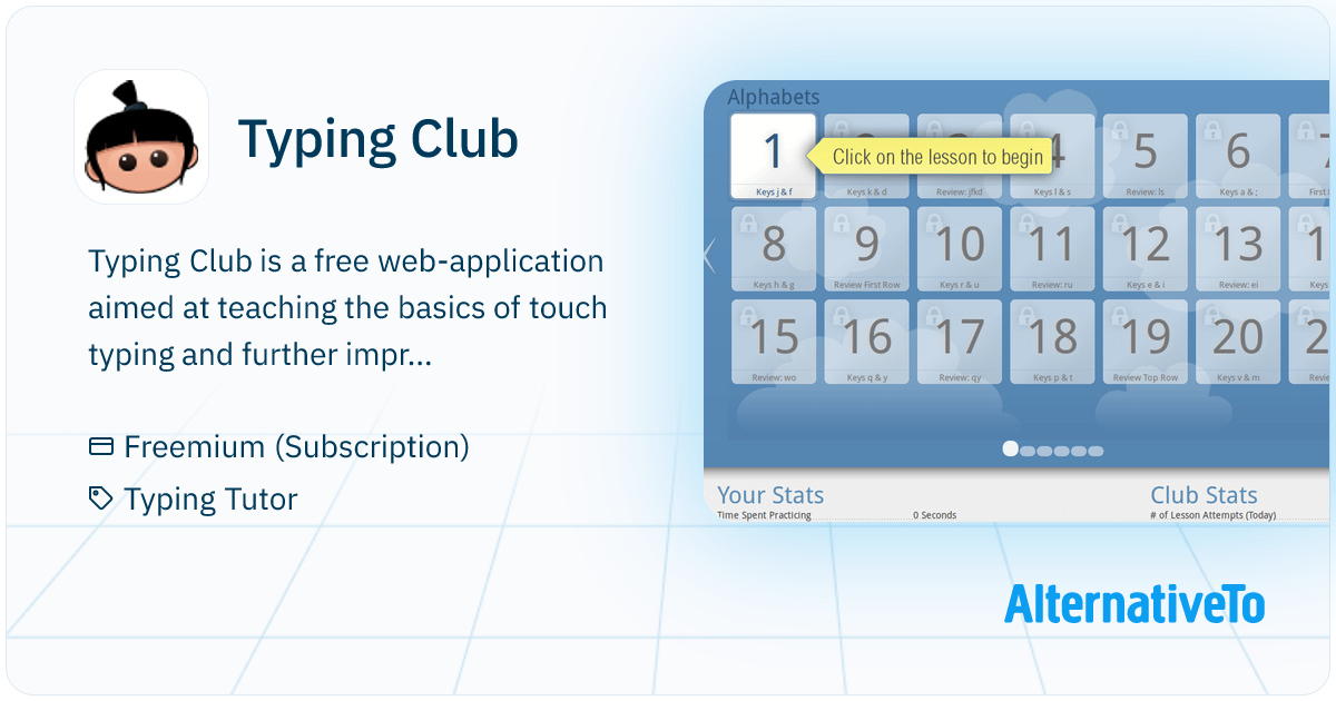 Typing Club: Free web-application aimed at | AlternativeTo