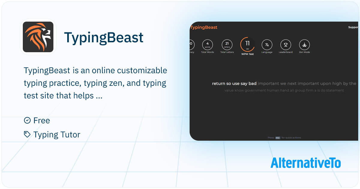TypingBeast: Modern customizable typing practice and typing test site ...